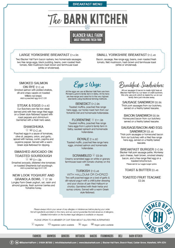 Menus – Blacker Hall Farm