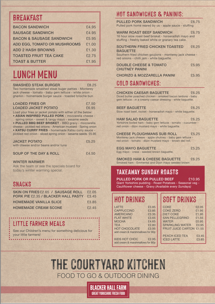 Menus – Blacker Hall Farm